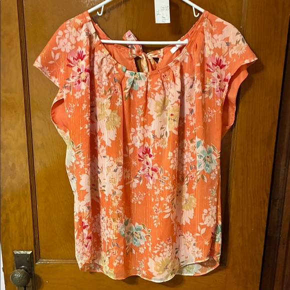 LC Lauren Conrad | Tops | 532 Lc Lauren Conrad Floral Coral Blouse ...